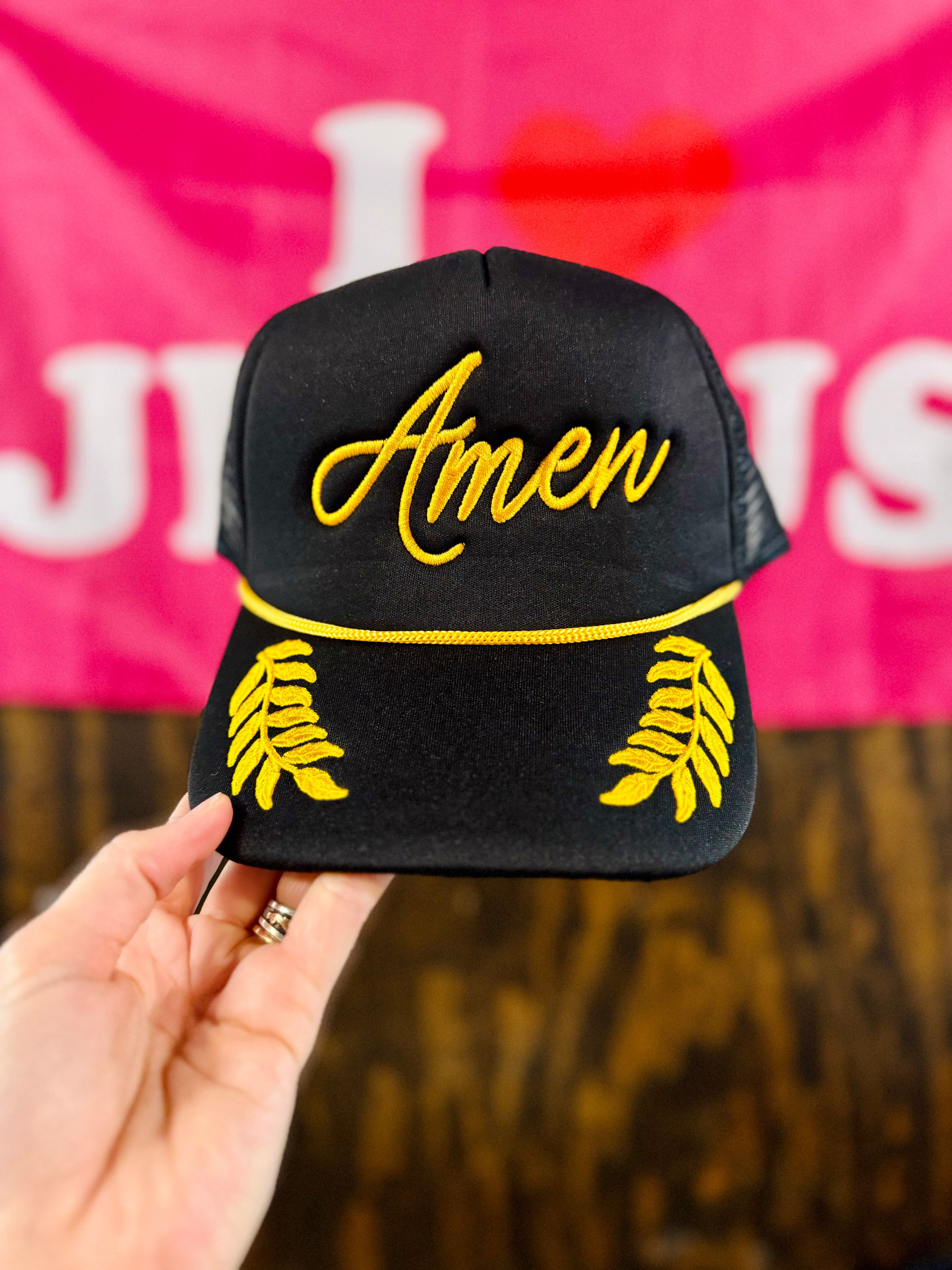Amen Embroidered Trucker Hat, Christian Trucker Hat, Foam Mesh Cap, Je ...