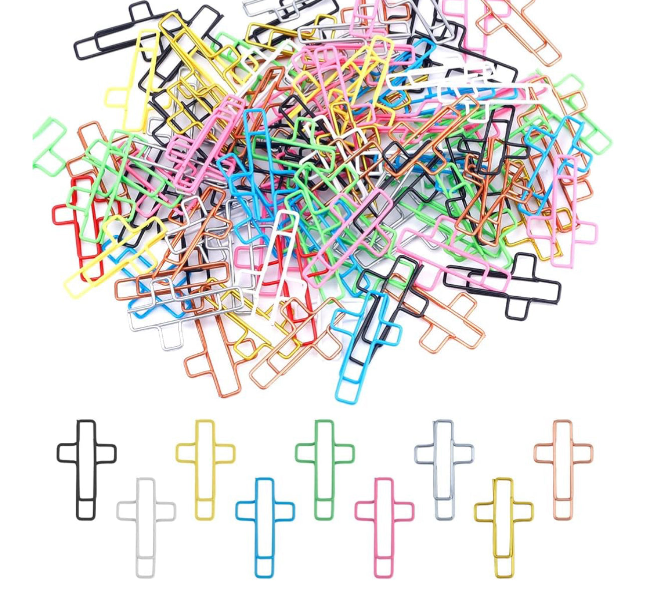 Multi Color Cross Bookmark - Cross Paperclips - Bible Bookmark - Cross ...