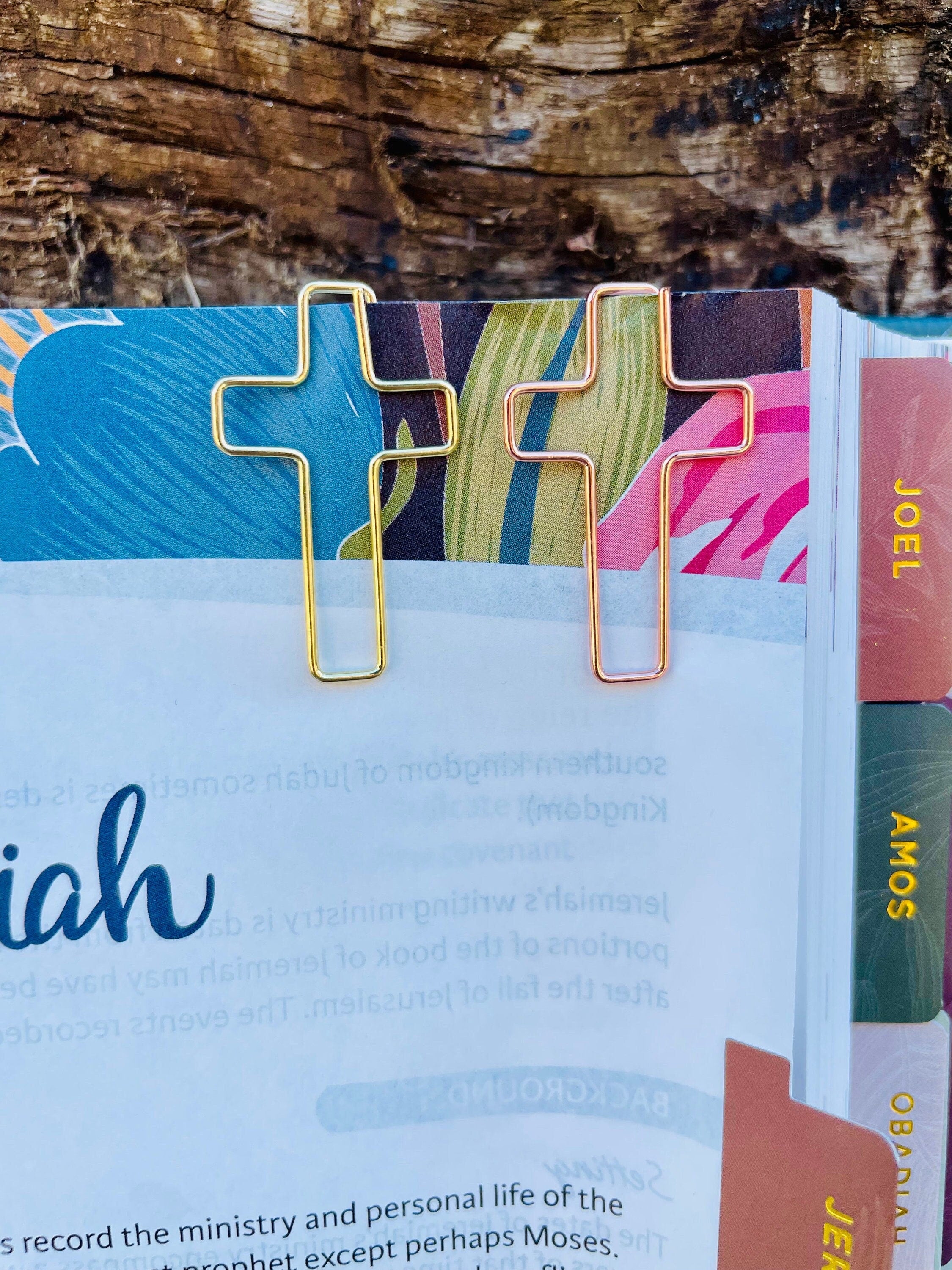 Rose & Gold Cross Bookmarks - Cross Paperclips - Bible Bookmark - Cros ...