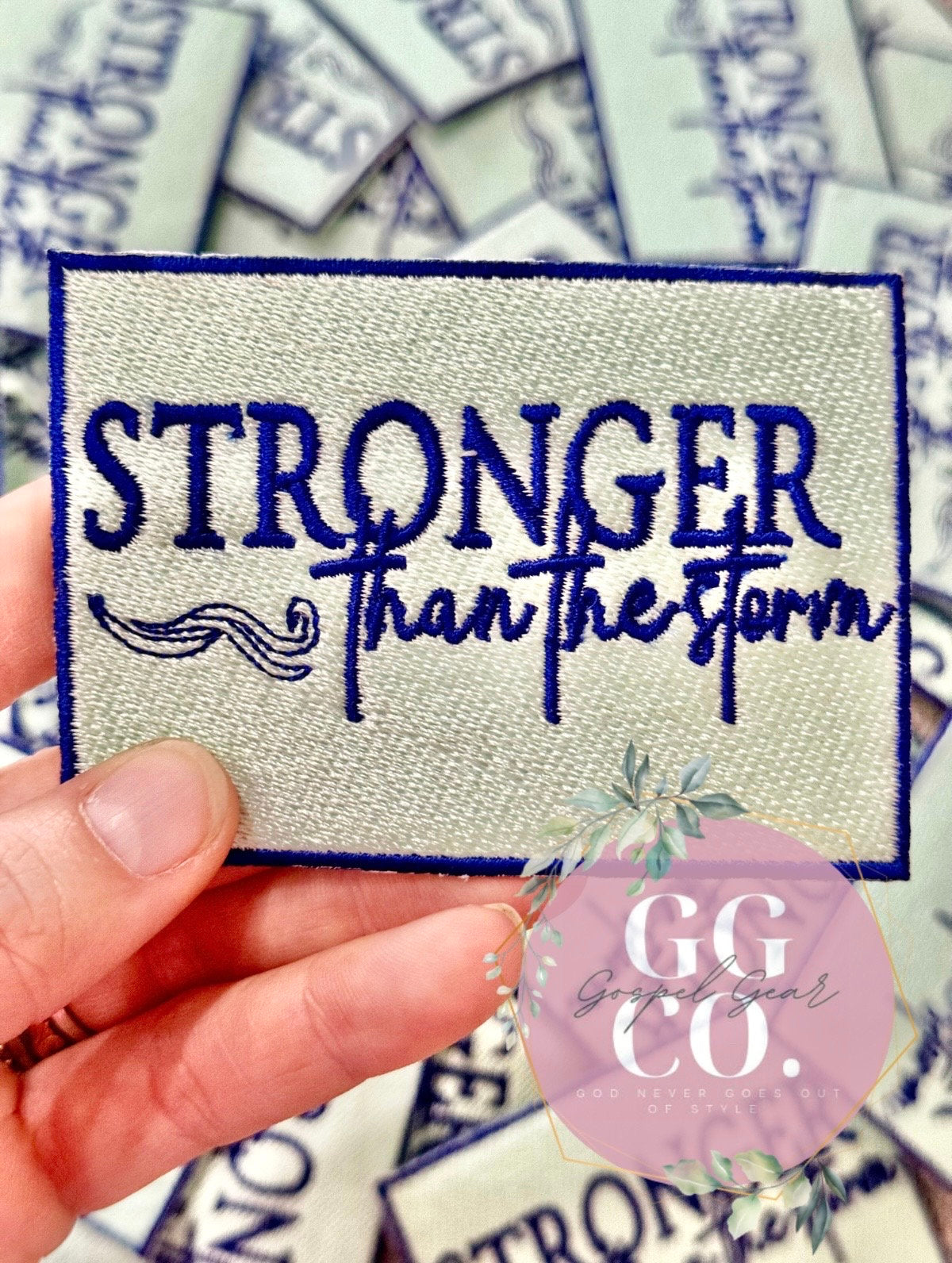Stronger Than The Storm Patch, Christian Hat Patch, Embroidered Patch ...