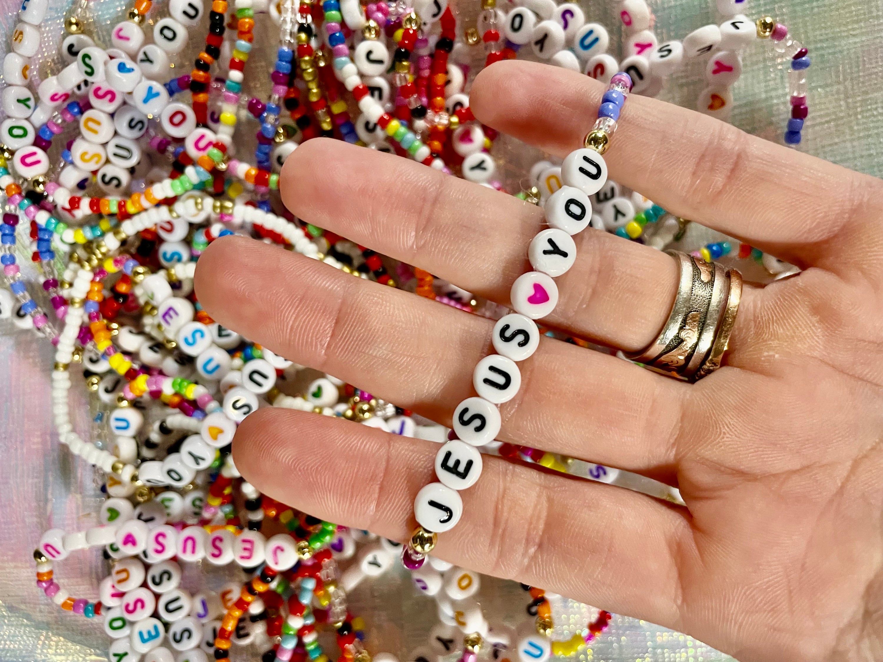Jesus Beaded Bracelets - Stackable Bulk Friendship Bracelets - Christi ...