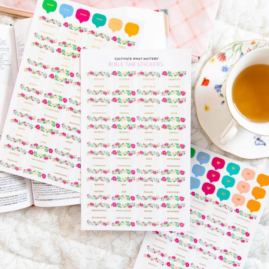 Christian Bible Tabs - Bloom Bible Tab Stickers - Christian Gift - Boo ...