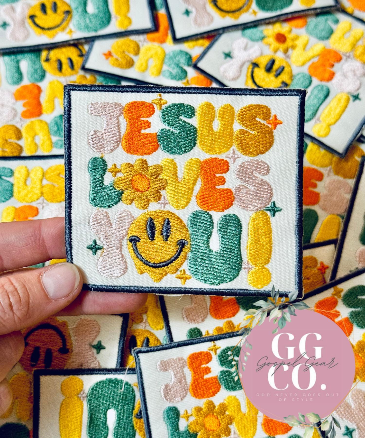 Jesus Loves You Smiley Face Patch, Christian Hat Patch, Embroidered Pa ...