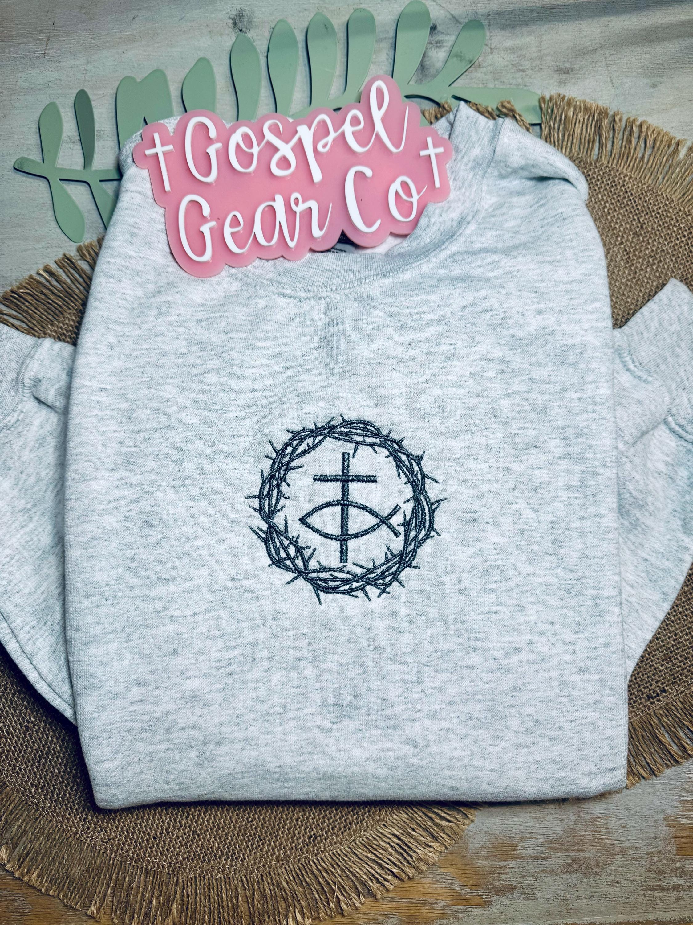 Trinity Embroidered Shirt, Embroidered Pullover, Cross Christian Sweat ...