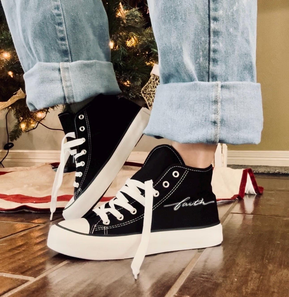 Walk By Faith Canvas Shoes, Christian High Top Shoes, Women High Top C ...
